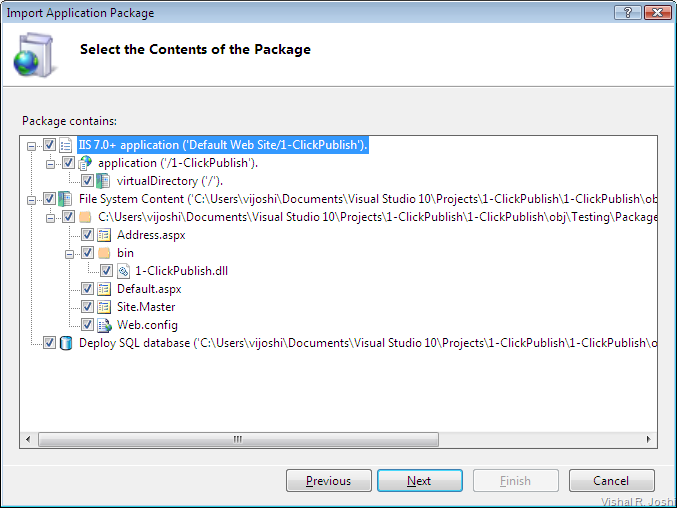 Vishal Joshi's Tangent: Importing a Web Package into IIS Manager